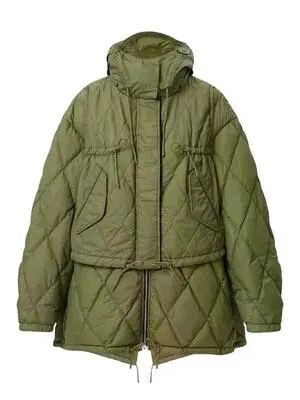 IENKI IENKI Quilted Drawstring Hood Jacket - Green