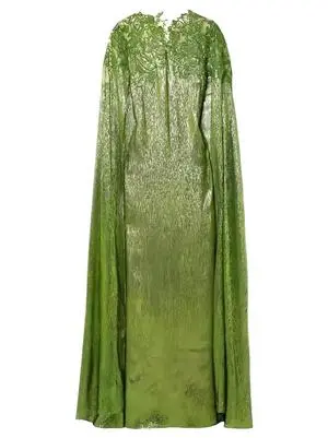 Oscar De La Renta Embellished Cape-effect Gown - Green