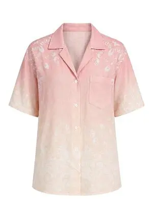 Loveist Store Paisley Print Linen Shirt - Pink