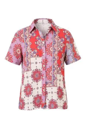 Yumi Kim Carly Paisley Print Short Sleeve Shirt - Pink