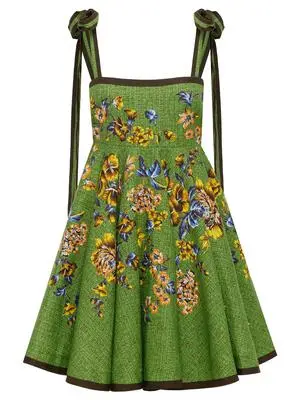ALEMAIS ALEMAIS Floral Linen Babydoll Sundress