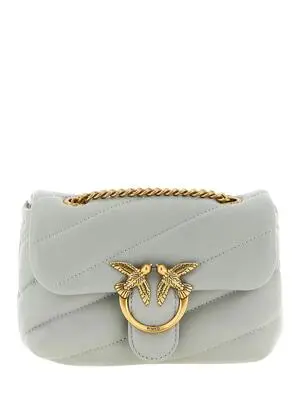 Pinko Mini Quilted Leather Bag With Chain Strap - Grey