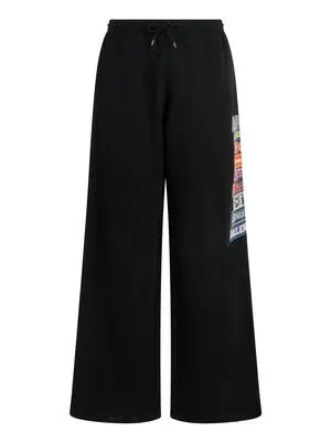 Balenciaga Cotton Drawstring Pants With Side Print - Black