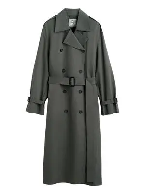 TOTEME Organic Cotton Blend Trench Coat With Belt - Grey