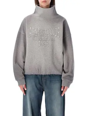 ACNE STUDIOS ACNE STUDIOS Brushed Cotton Fleece Funnel Neck Sweatshirt With Balloon Hem And Logo