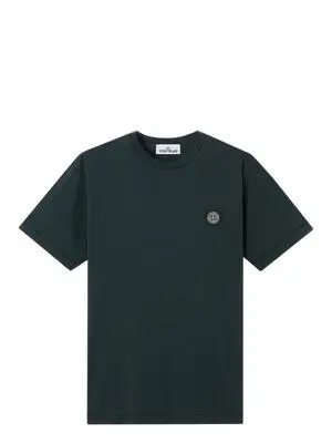 Stone Island Stone Island Slim-Fit Cotton Crewneck T-Shirt With Ribbed Neckline & Compass Patch Verde