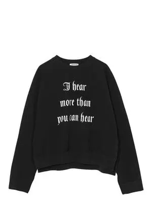 Undercover I Hear More Than You Can Hear" Graphic Print Cotton Sweatshirt - Black