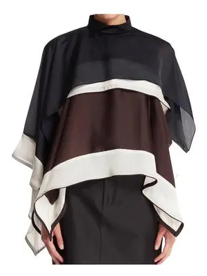Sacai Draped Cape Effect Blouse - Black