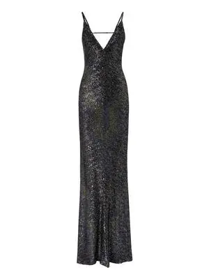 Missoni Sleeveless V-neck Floor Length Gown With Sequin Embellishment - Black