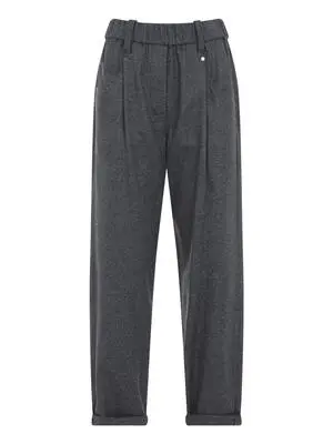 BRUNELLO CUCINELLI BRUNELLO CUCINELLI Pull-On Tapered Wool-Blend Flannel Pants