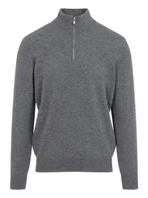 Brunello Cucinelli Half-zip Pure Cashmere Sweater - Gray