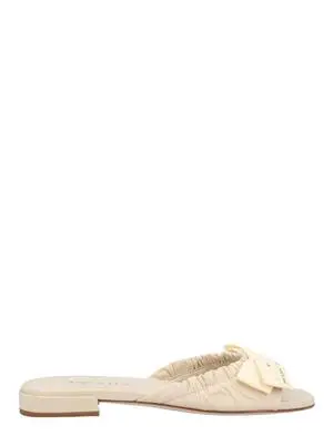 Prada Gathered Leather Sandals With Bow Detailing - Multicolor