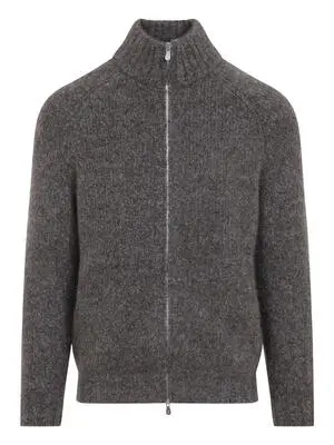 Brunello Cucinelli BRUNELLO CUCINELLI Full-Zip Ribbed Cardigan Brown