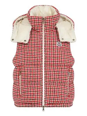 Moncler Niverolle Checked Wool Blend Padded Vest - Red