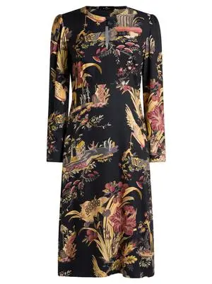 ETRO ETRO Crepe Midi Dress With Floral And Animal Motif