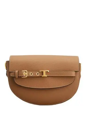 TOD'S T Timeless Mini Leather Shoulder Bag - Brown
