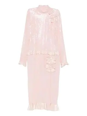 Alessandra Rich Sequin Embellished Long Sleeve Dress - Pink