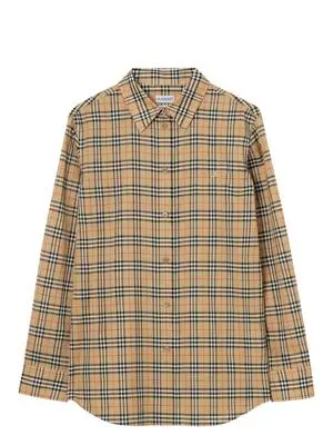 Burberry Classic Fit Check Cotton Shirt With Embroidered Equestrian Knight Design - Multicolor