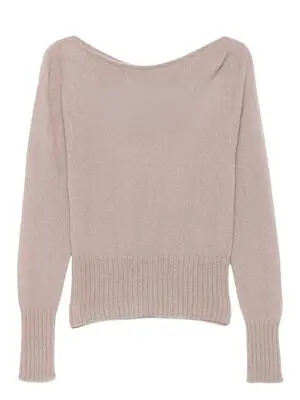TOM FORD Long Sleeve Boat Neck Knit With Metal Plaque - Multicolor