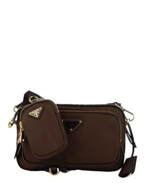 Prada Shoulder Bag With Detachable Pouch - Brown