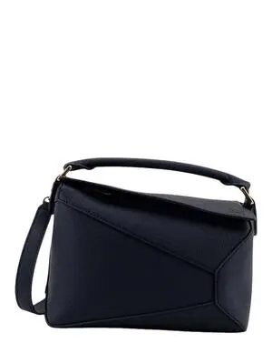 Loewe Small Puzzle Edge Bag In Grained Calfskin - Blue