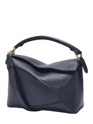 Loewe Small Puzzle Edge Bag In Grained Calfskin - Blue