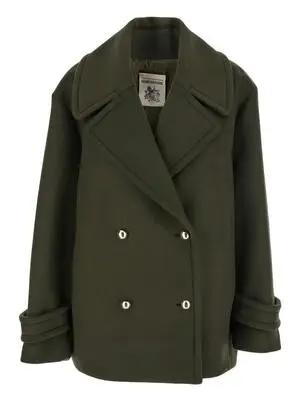 SEMICOUTURE Double-breasted Long Coat - Black