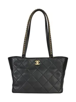 CHANEL Chanel Quilted Calfskin Book Pocket Shopping Tote