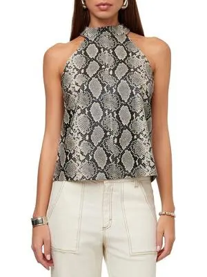 Fifteen Twenty Faux Leather Halter Top - Print