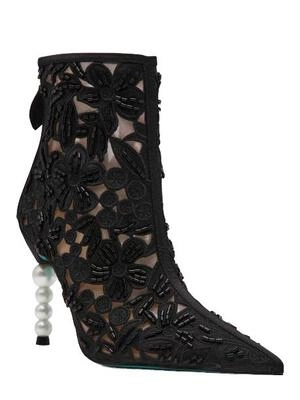 Betsey Johnson Embellished Floral Bootie - Black