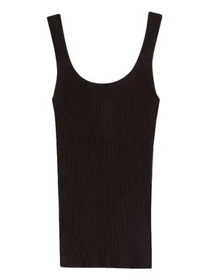 Akris Twisted Rib Cotton Tank - Mocca