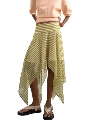 Topshop Striped Hanky Hem Miniskirt - Mgreen