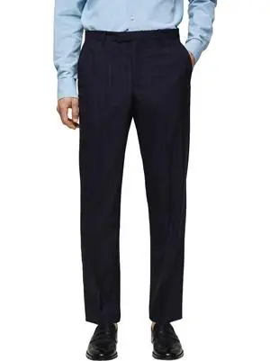 Mango Pinstriped Virgin Wool Tailored Trousers - Dark Navy