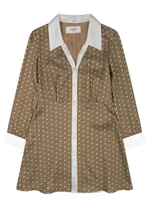 CELINE CELINE Silk Twill Mini Shirt Dress