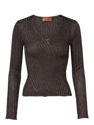 Missoni Striped Lamé V-neck Top - Brown