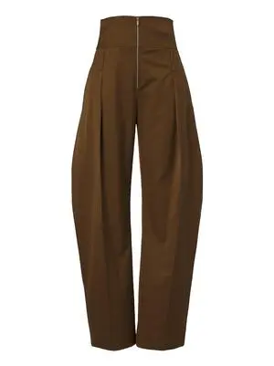 FERRAGAMO Wool And Cashmere Barrel-leg Pants - Brown