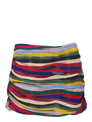 Staud Nicola Ruched Cotton Gauze Mini Skirt - Multicoloured