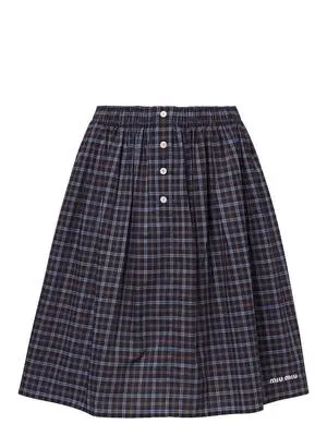 Miu Miu Checked Cotton Poplin Miniskirt - Multicoloured