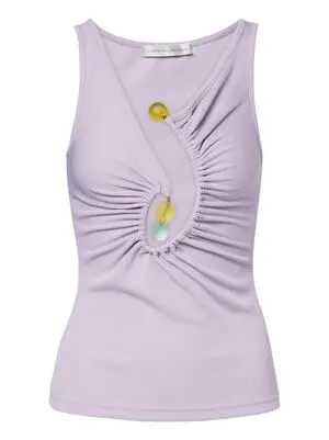 Christopher Esber Spiral Beach Glass Ribbed-knit Jersey Top - Purple