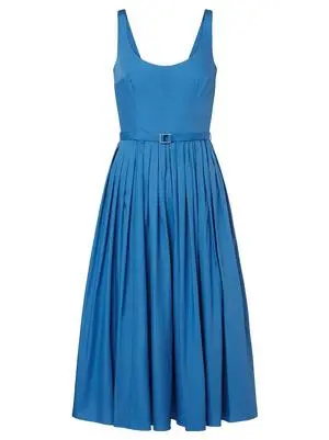 EMILIA WICKSTEAD Eglantine Belted Cotton Poplin Midi Dress - Blue
