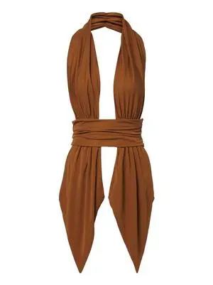 Christopher Esber Scarf Halterneck Jersey Top - Brown