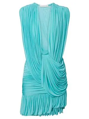 Christopher Esber Christopher Esber Ripple Draped Asymmetric Mini Dress Blue