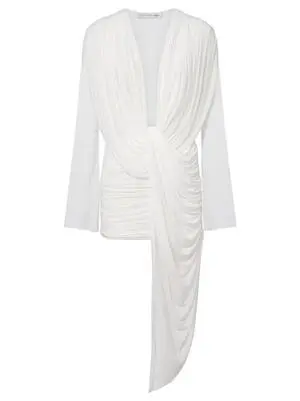 Christopher Esber Ripple Draped Asymmetric Mini Dress - White