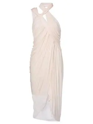 Balmain Draped Asymmetrical Midi Dress - Pink