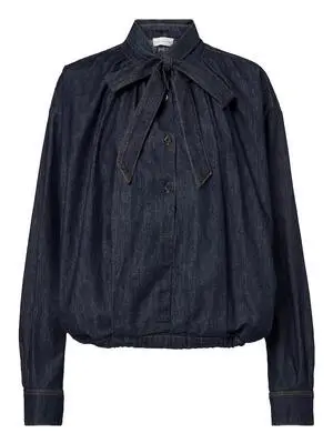 Dries Van Noten Denim Tie-neck Blouse - Blue