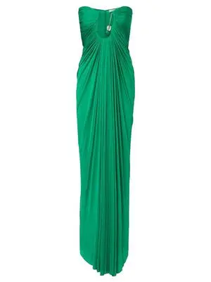 Christopher Esber Helix Crystal Gathered Gown - Green