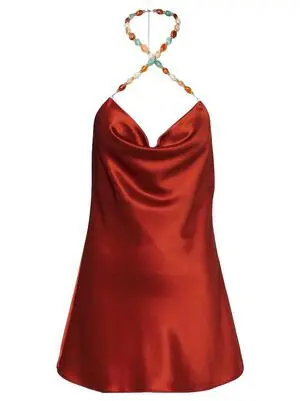 Retrofete Marvel Beaded Satin Minidress - Orange