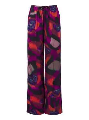 Dries Van Noten Printed Moiré Wide-leg Pants - Multicoloured