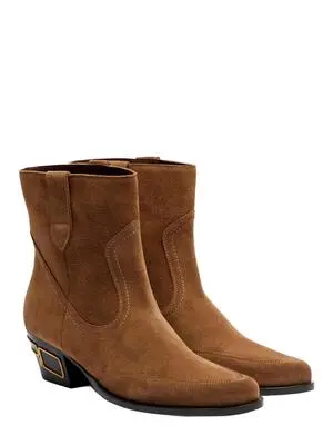 Etro Suede Pointed Toe Ankle Boots - Brown