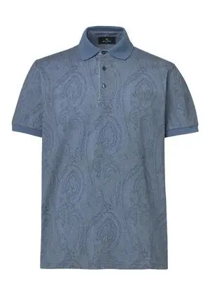 Etro Paisley Cotton Piqué Polo Shirt - Blue